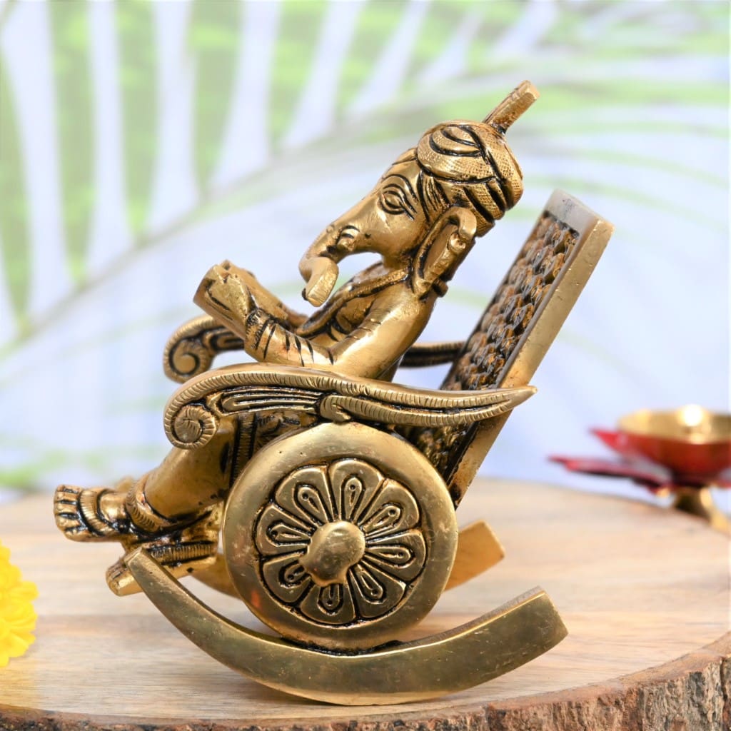 Lord ganesha rocking chair brass chair ganesha idol ganesh statue read ...